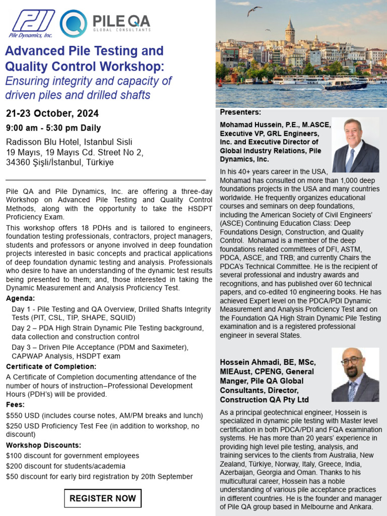 Advanced Pile Testing and Quality Control Workshop:: Ensuring Integrity ...