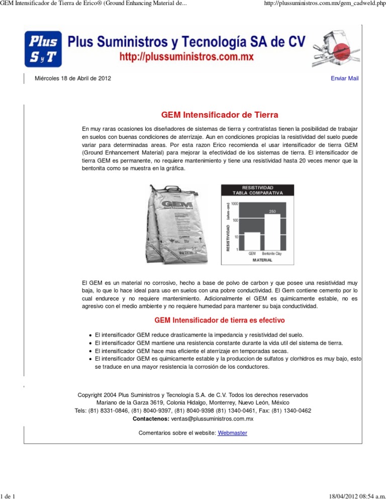 GEM Intensificador de Tierra de Erico® (Ground Enhancing Material de ...