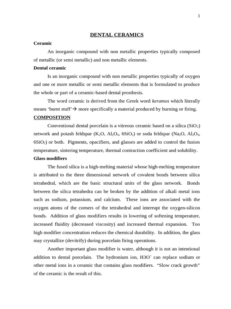 Understanding Dental Ceramics Composition | PDF | Zirconium Dioxide ...