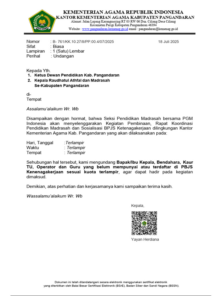 Undangan Pembinaan | PDF