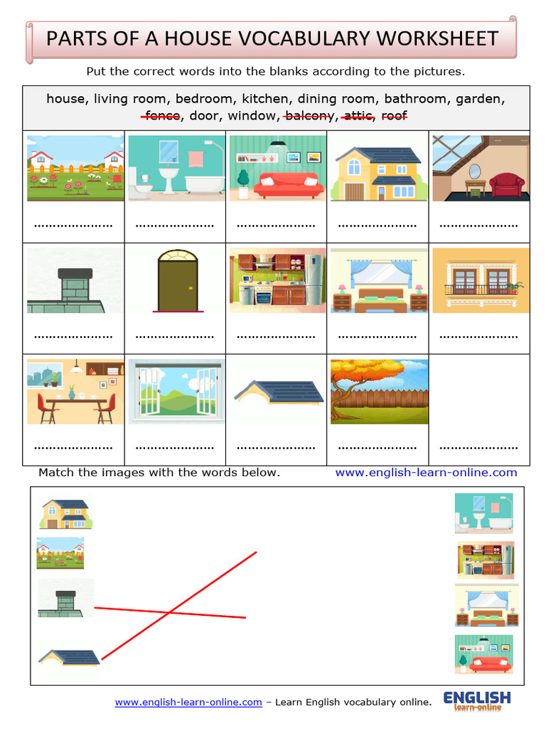 Parts of the House Vocabulary Exercise | PDF