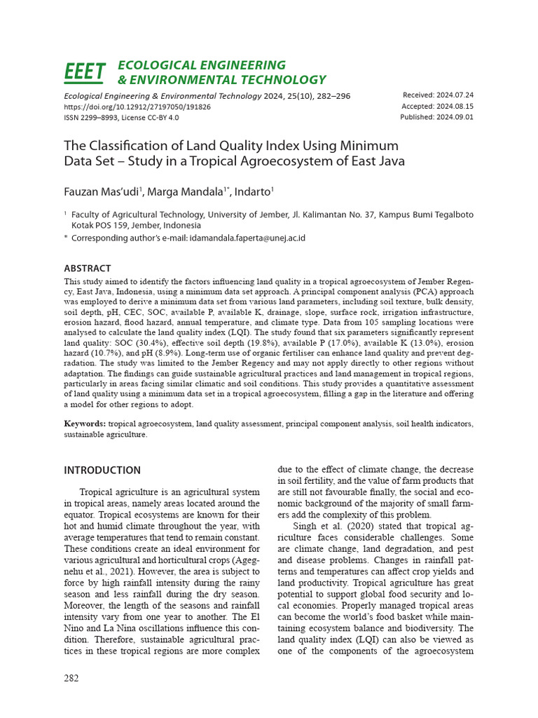 Land Quality Assessment in Tropical Agroecosystem | PDF | Soil | Fertilizer
