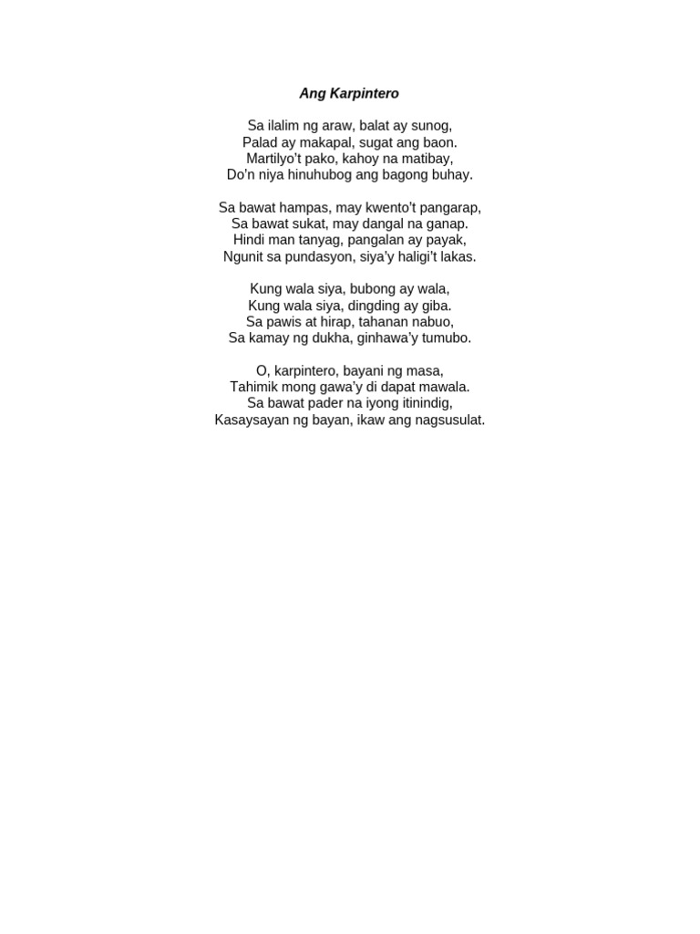 Ang Karpintero | PDF