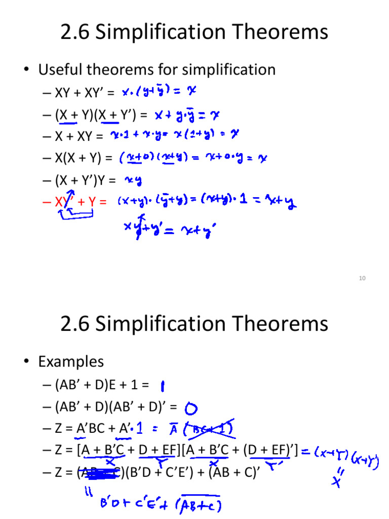 Boolean Simplification Theorems Guide | PDF
