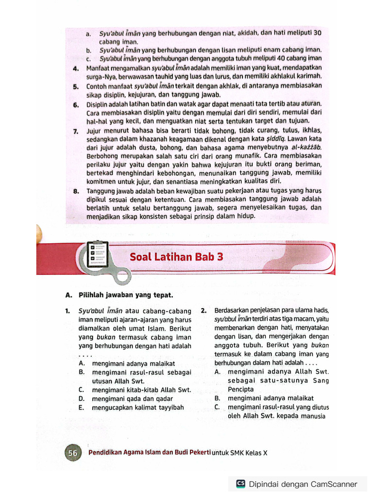 Soal Latihan Bab 3 PAI Kelas X | PDF