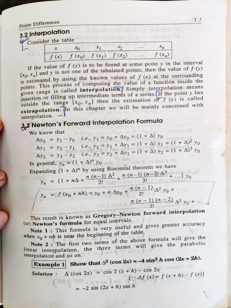 Newton's Forward Interpolation Method | PDF | Finite Difference | Bending