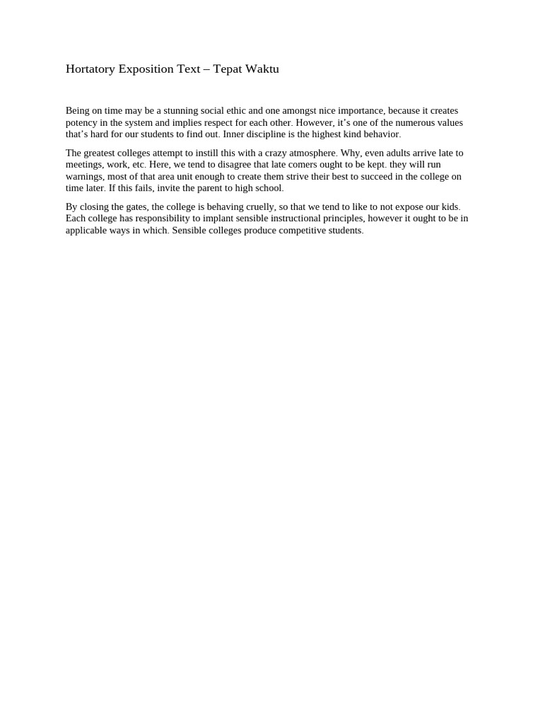 Hortatory Exposition Text | PDF