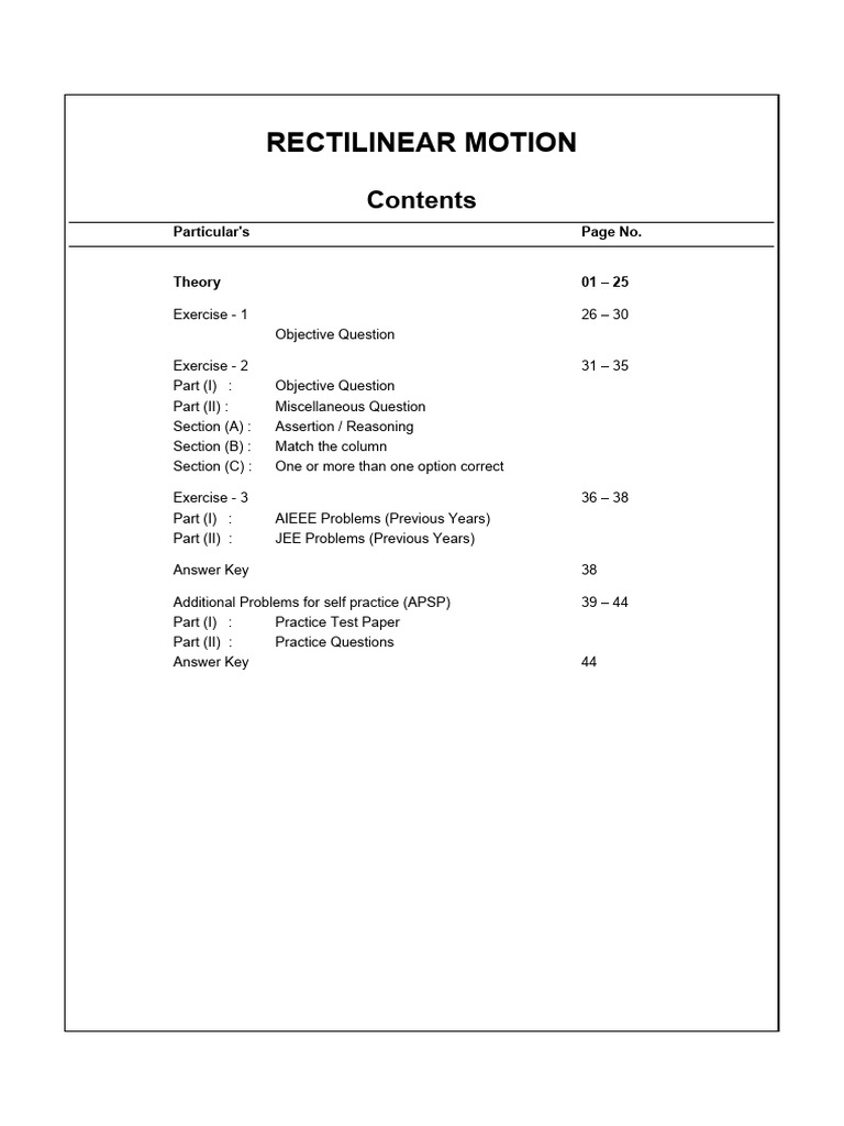 Rectilinear Motion - Combined (v1) PDF | PDF | Velocity | Acceleration