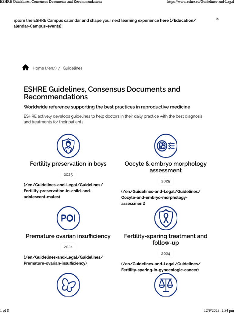 ESHRE Guidelines, Consensus Documents and Recommendations | PDF ...