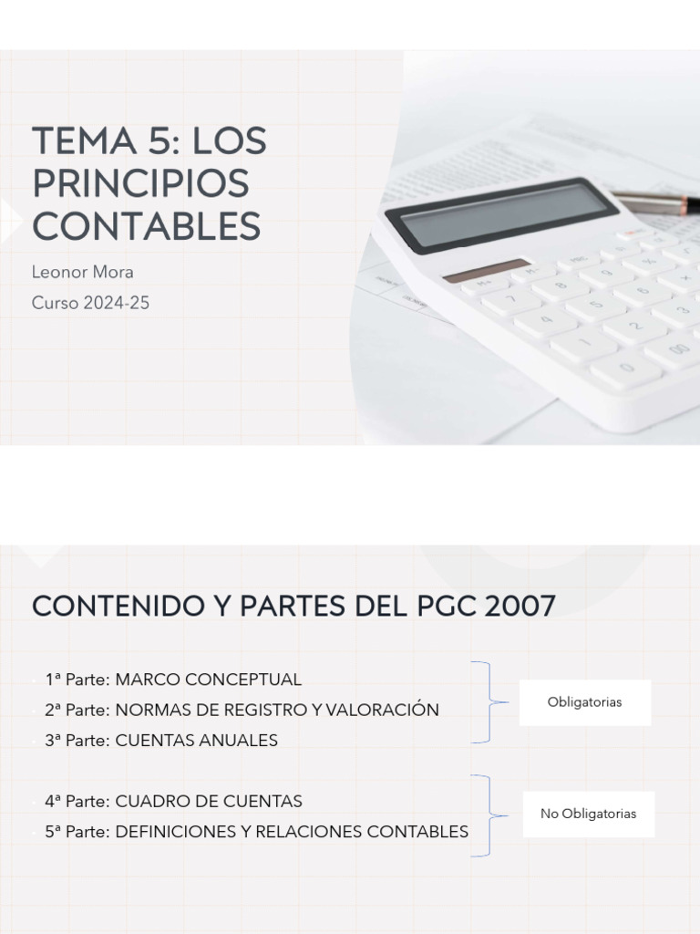 Partes y Principios del PGC 2007 | PDF | Contabilidad | Estado financiero