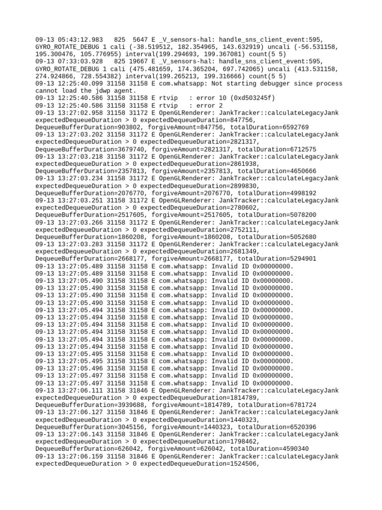 Sensor and Debug Error Logs Analysis | PDF