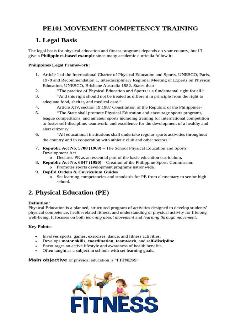 PE101 Movement Competency Training Guide | PDF | Physical Fitness ...
