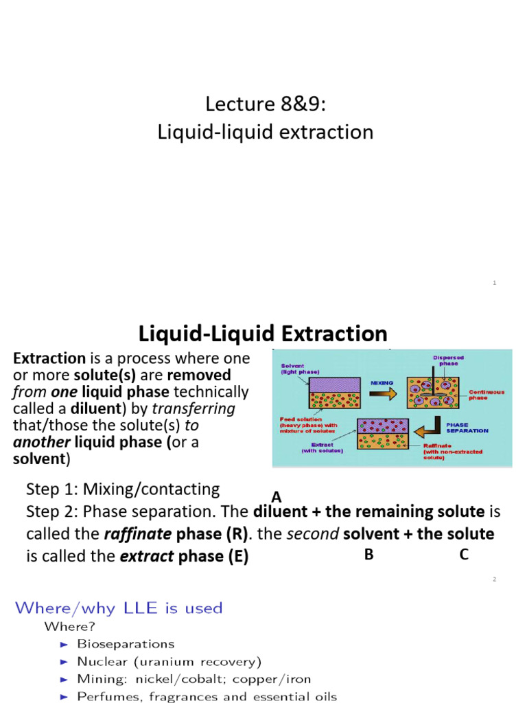 Leture 8&9 Liquid Liquid Extraction | PDF | Phase (Matter) | Thermodynamics