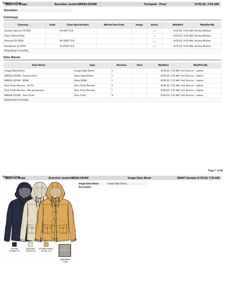 NRS24 - 2313W-Essential Jacket-Techpack - Final-En | PDF | Seam (Sewing ...