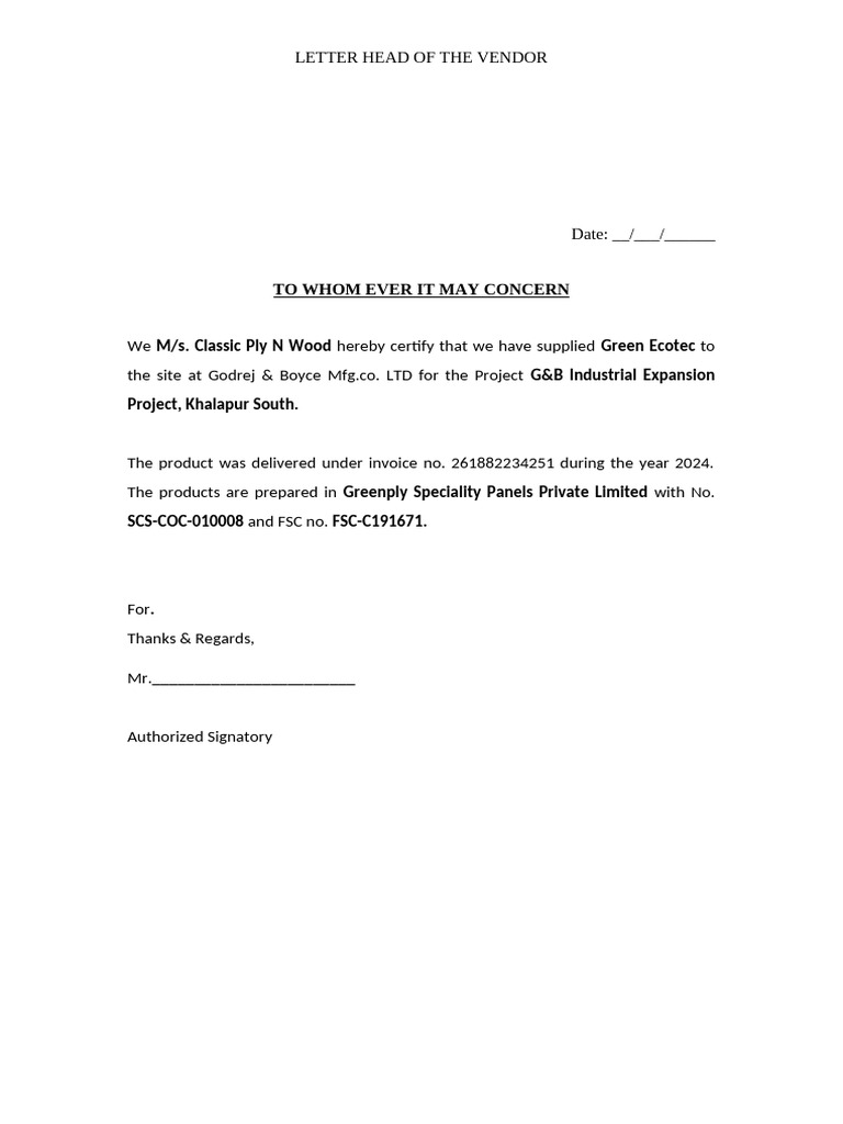 FSC Woods Declaration - KSC | PDF