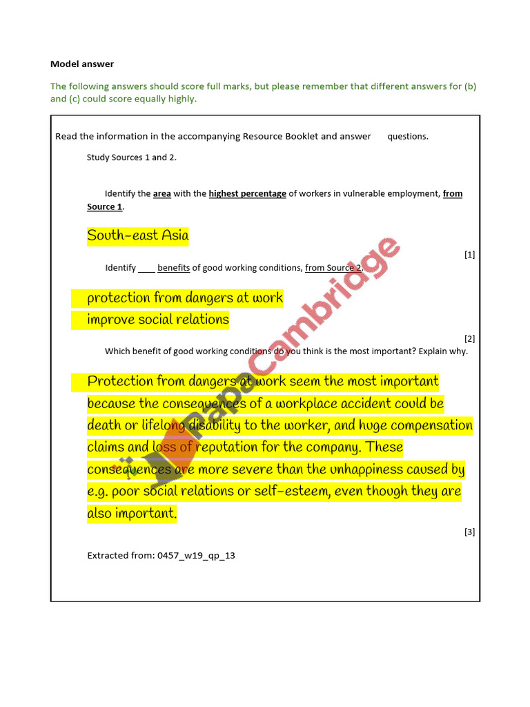 Practice Question 1 A-C Model Answer | PDF