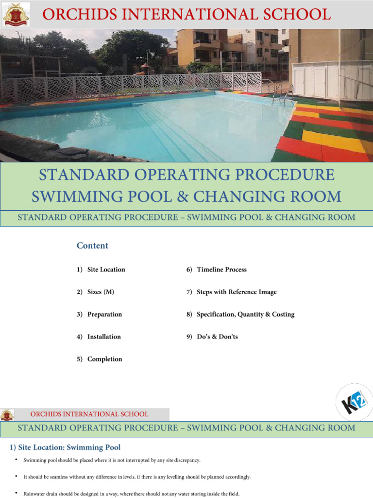 Sop For Swimming Pool & Changing Room | PDF