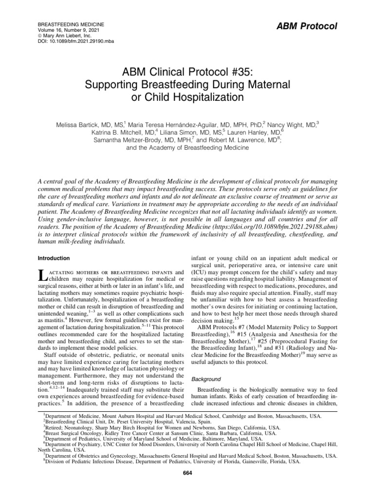ABM Protocol 35 Nov 2021 | PDF | Breastfeeding | Medicine