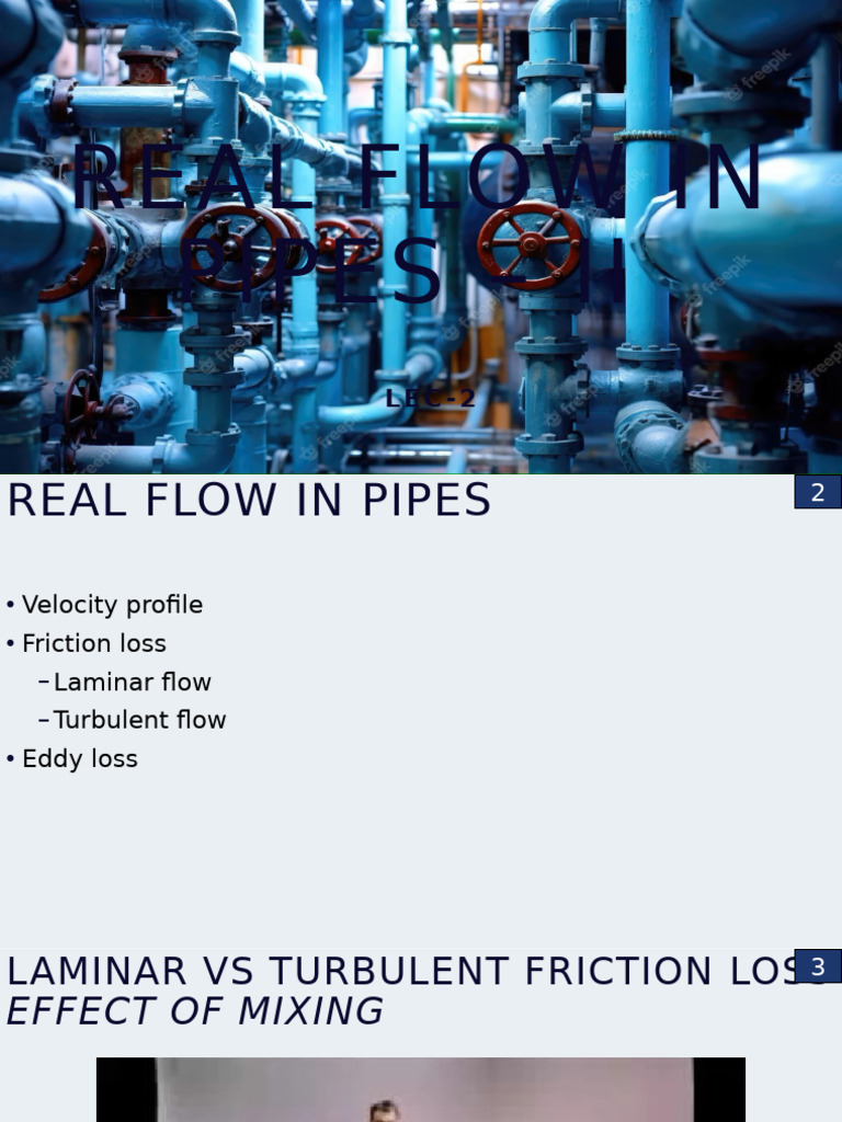 2 - Real Flow in Pipes | PDF | Turbulence | Laminar Flow
