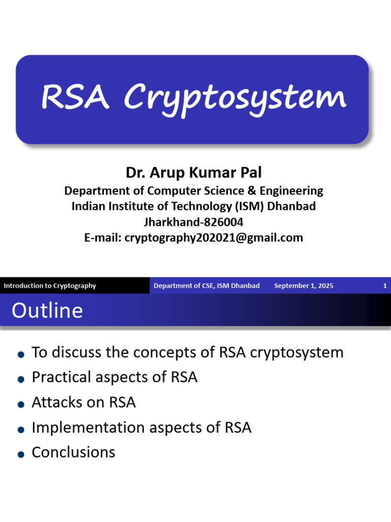 Overview of RSA Cryptosystem | PDF | Cryptography | Encryption