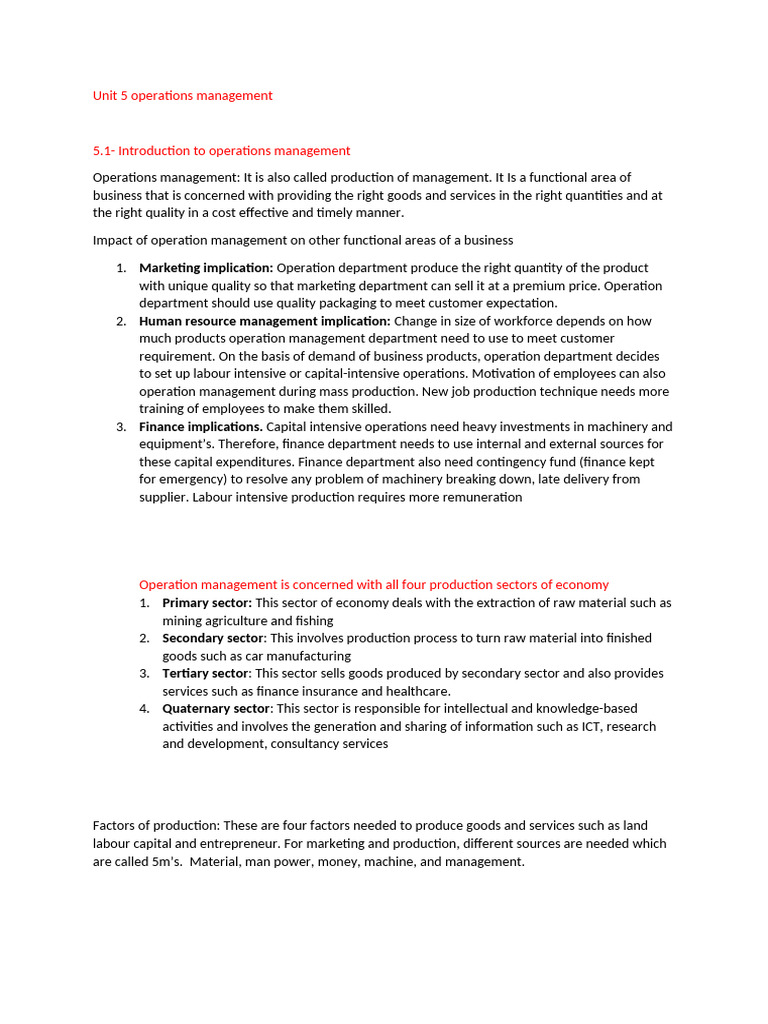 Unit 5 Operations Management | PDF | Outsourcing | Offshoring