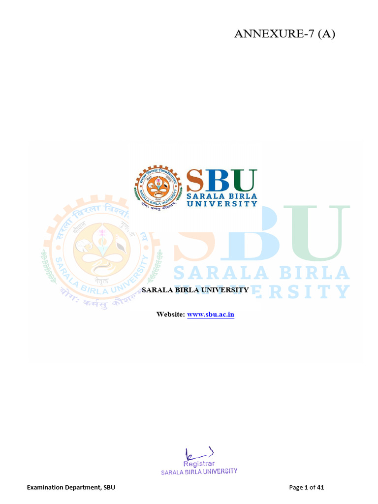 SBU Examination Manual UG & Diploma Annexure 7 A | PDF | Academic Term | University And College ...