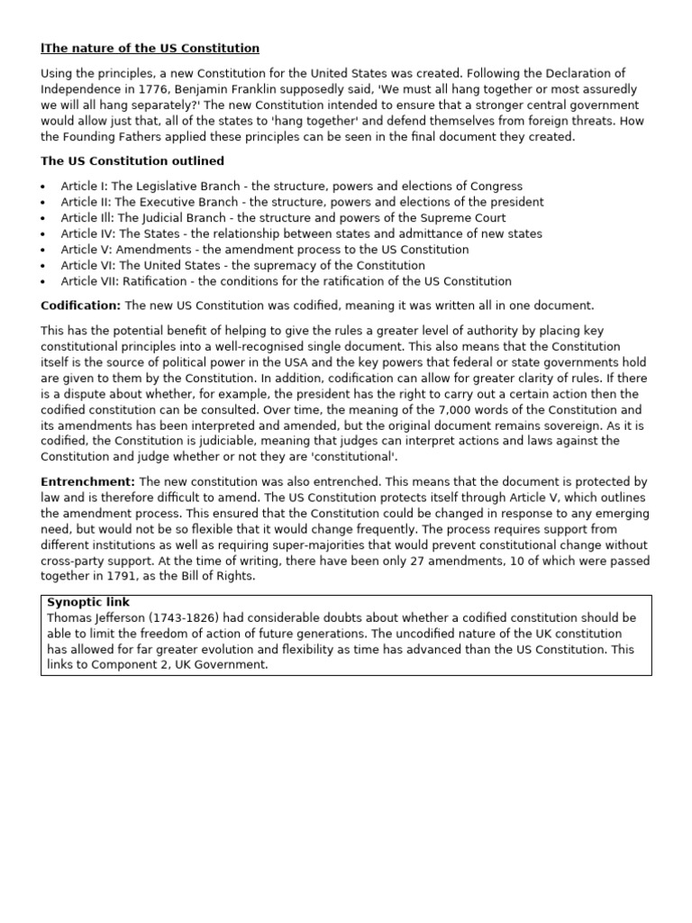 005 Nature US Constitution | PDF | Constitution | Article One Of The ...