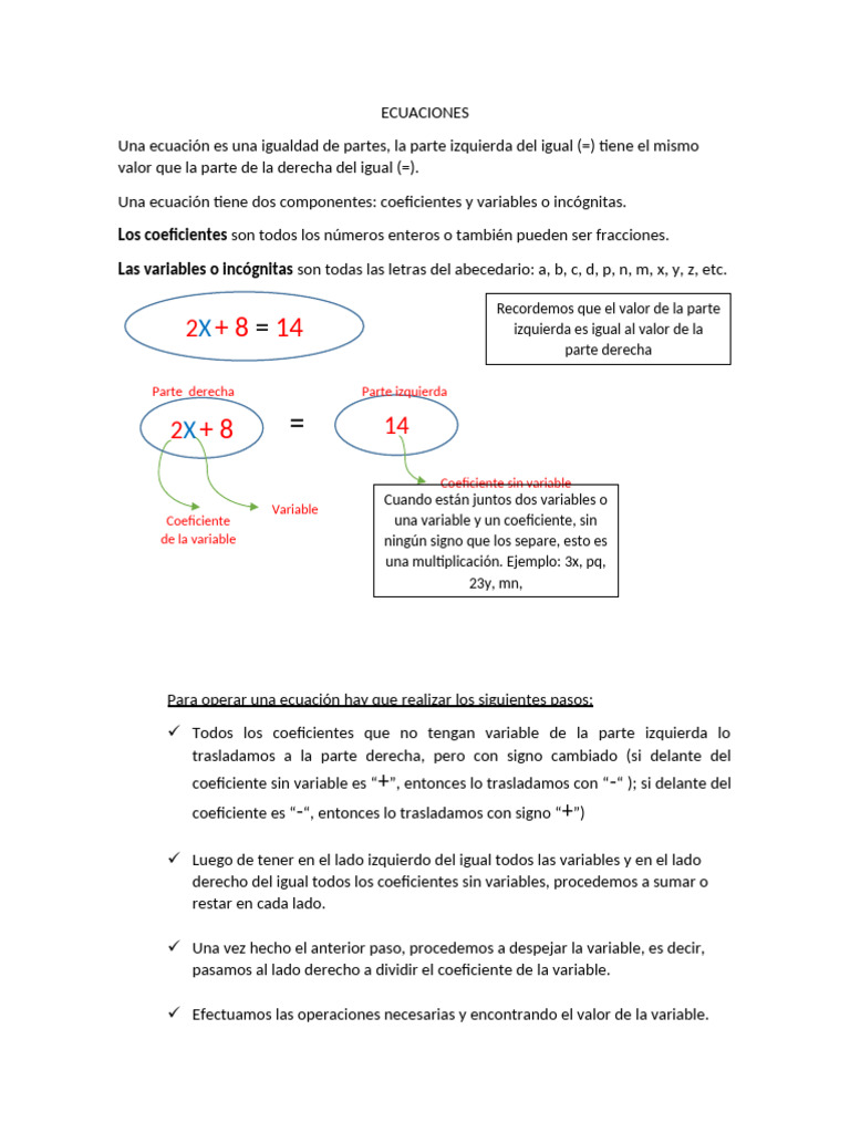 ECUACIONES 6to | PDF | Ecuaciones | Variable (Matemáticas)