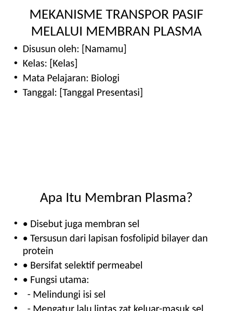 Mekanisme Transpor Pasif | PDF