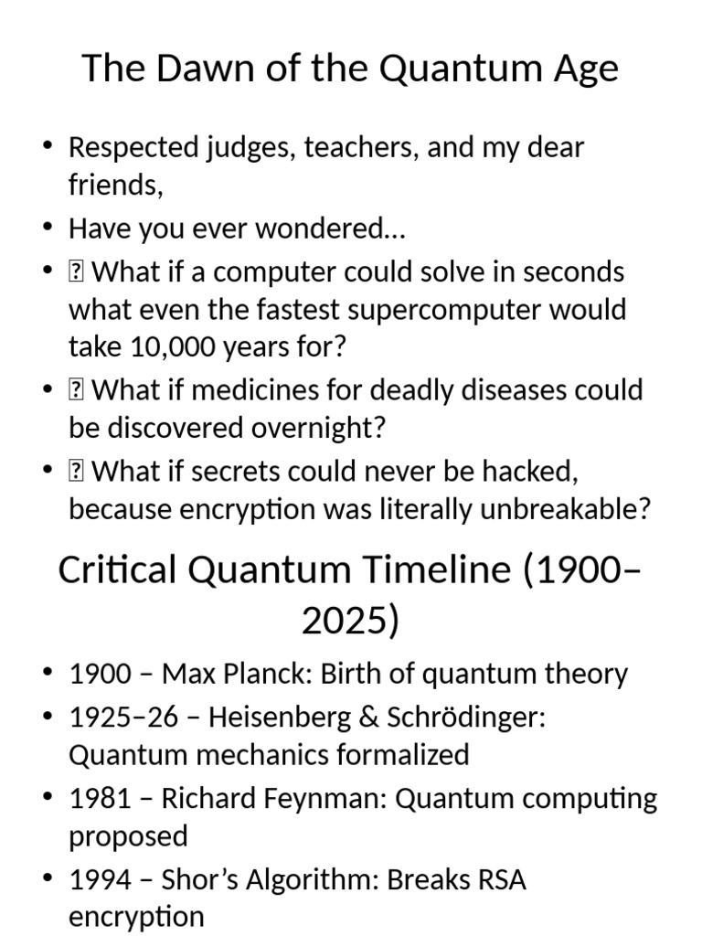 Quantum Age Timeline Overview | PDF
