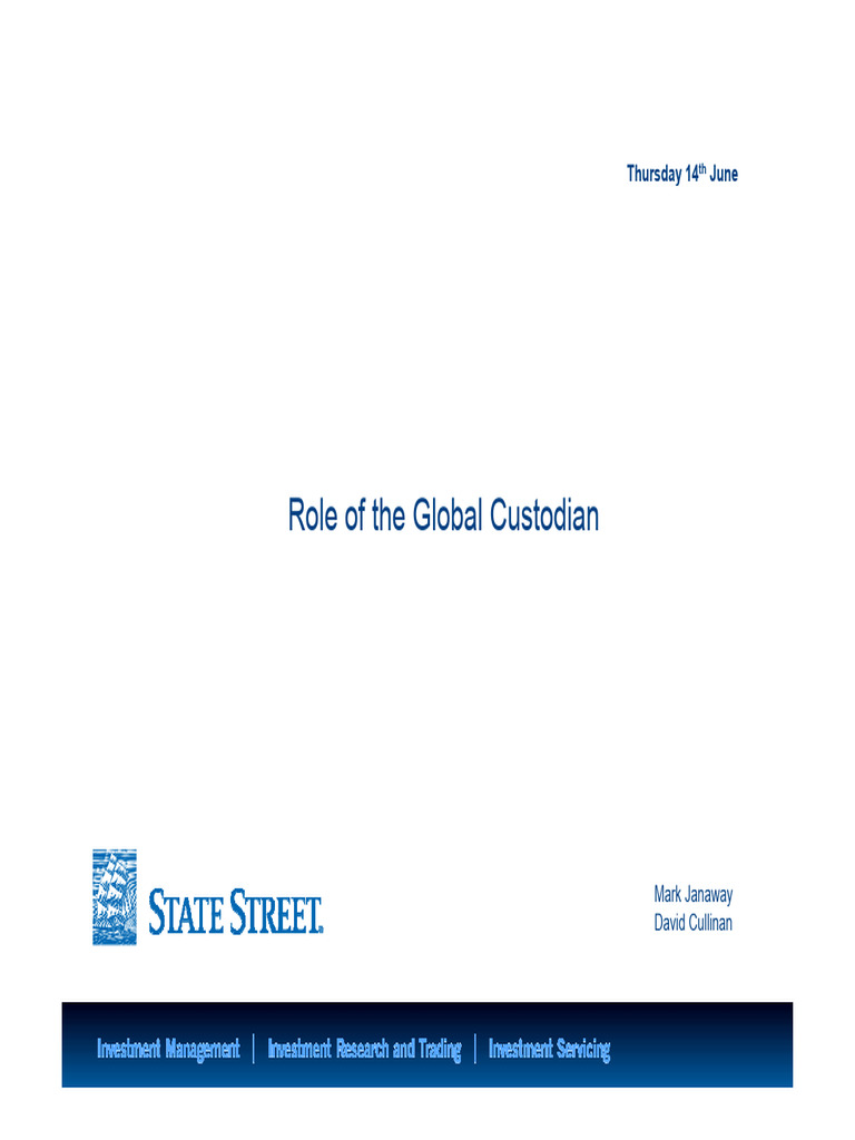 Global Custodian Services Overview | PDF | Securities (Finance) | Investing