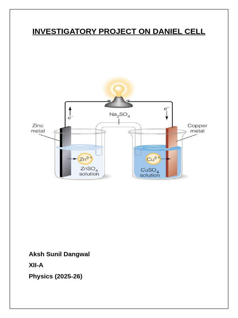 Investigatory Project on Daniell Cell | PDF | Anode | Redox