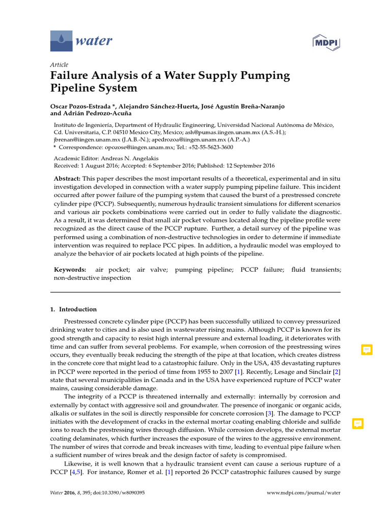 PCCP Failure Analysis in Water Pipeline | PDF | Pump | Corrosion