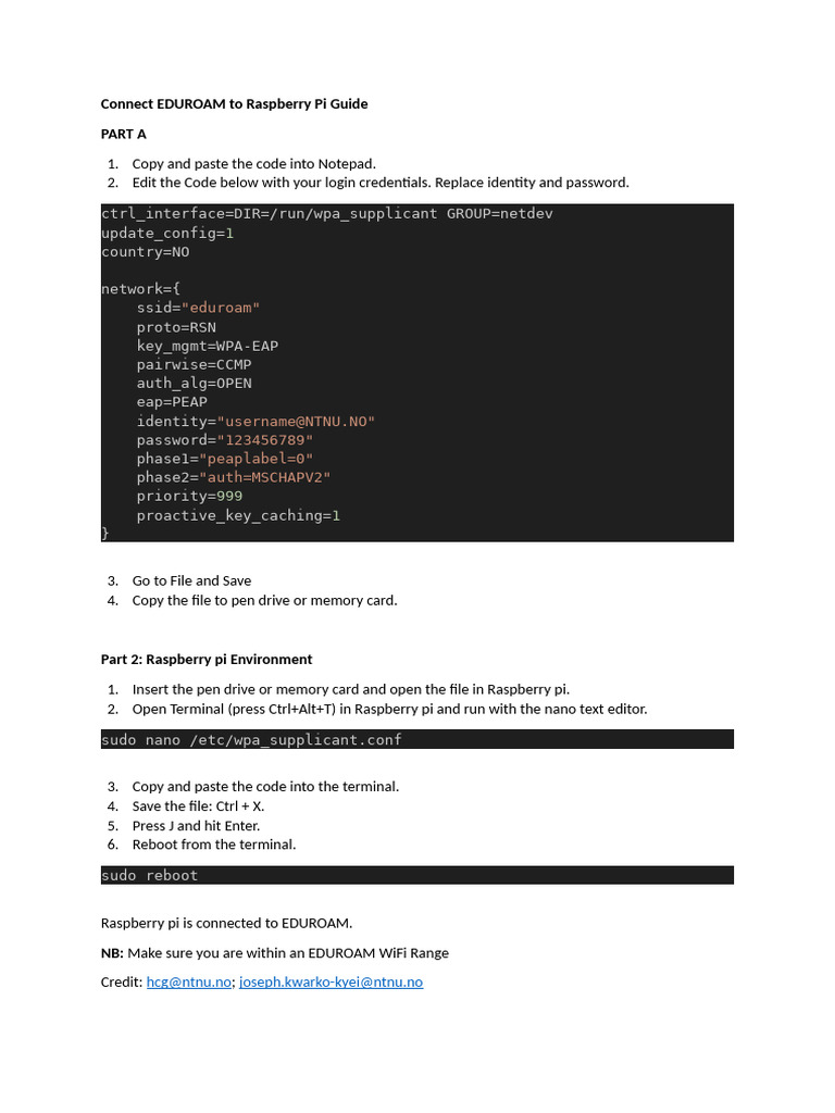 Eduroam on RPi | PDF