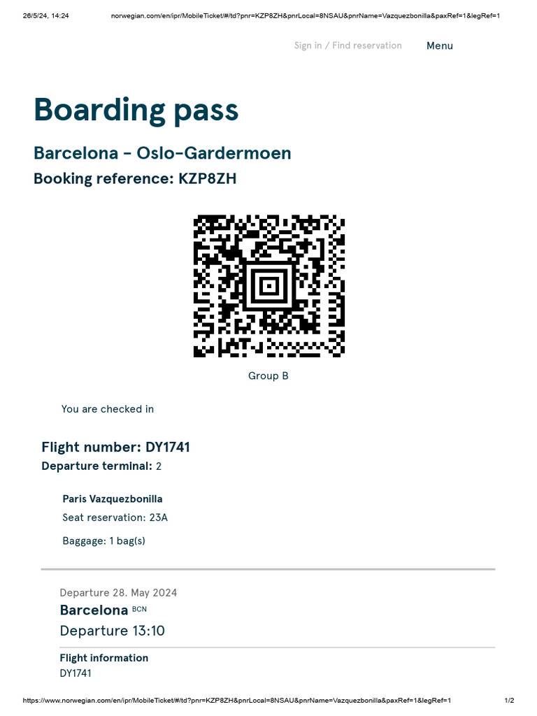 Norwegian Boarding Pass Details | PDF