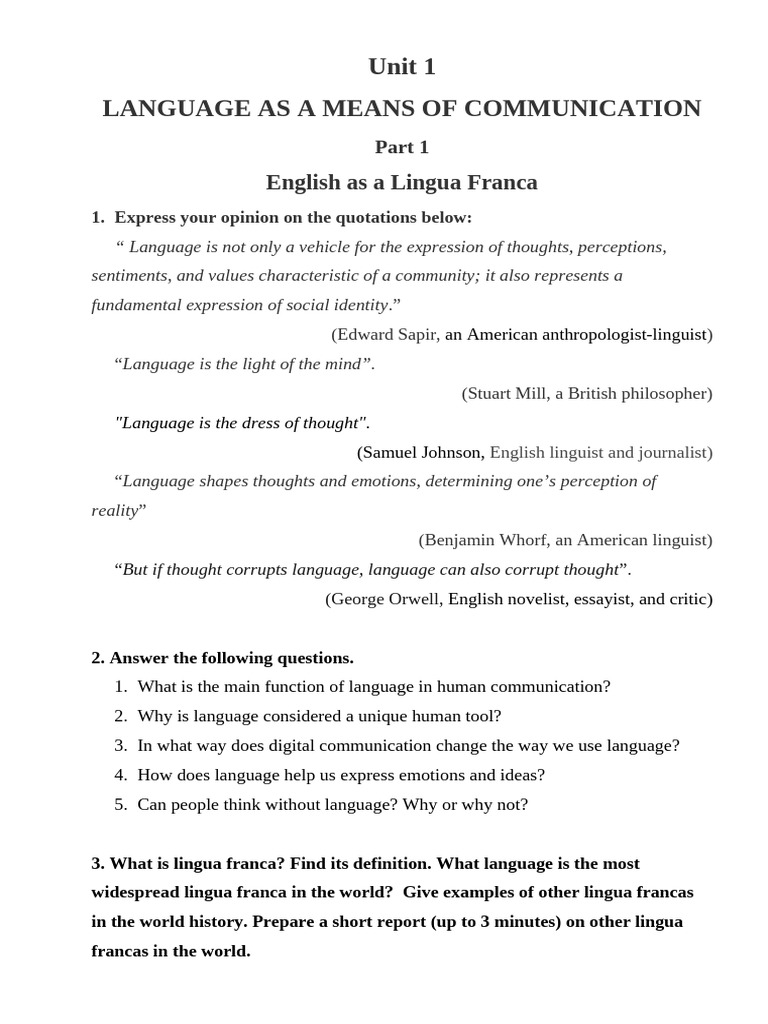 Unit 1 Language | PDF