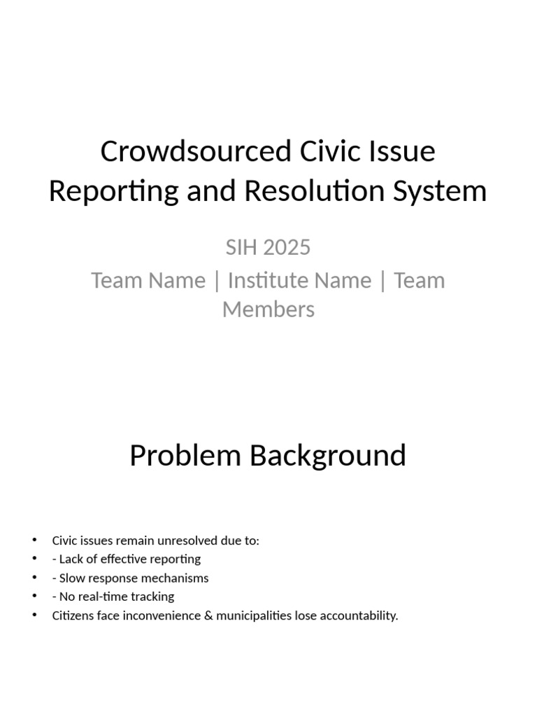 Crowdsourced Civic Issue Reporting System | PDF