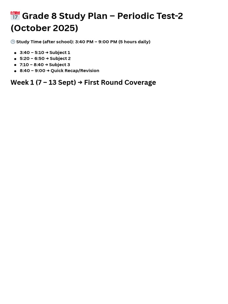 I've Adjusted The Plan So It Now Fits 5 Hours After School (From 340 ...