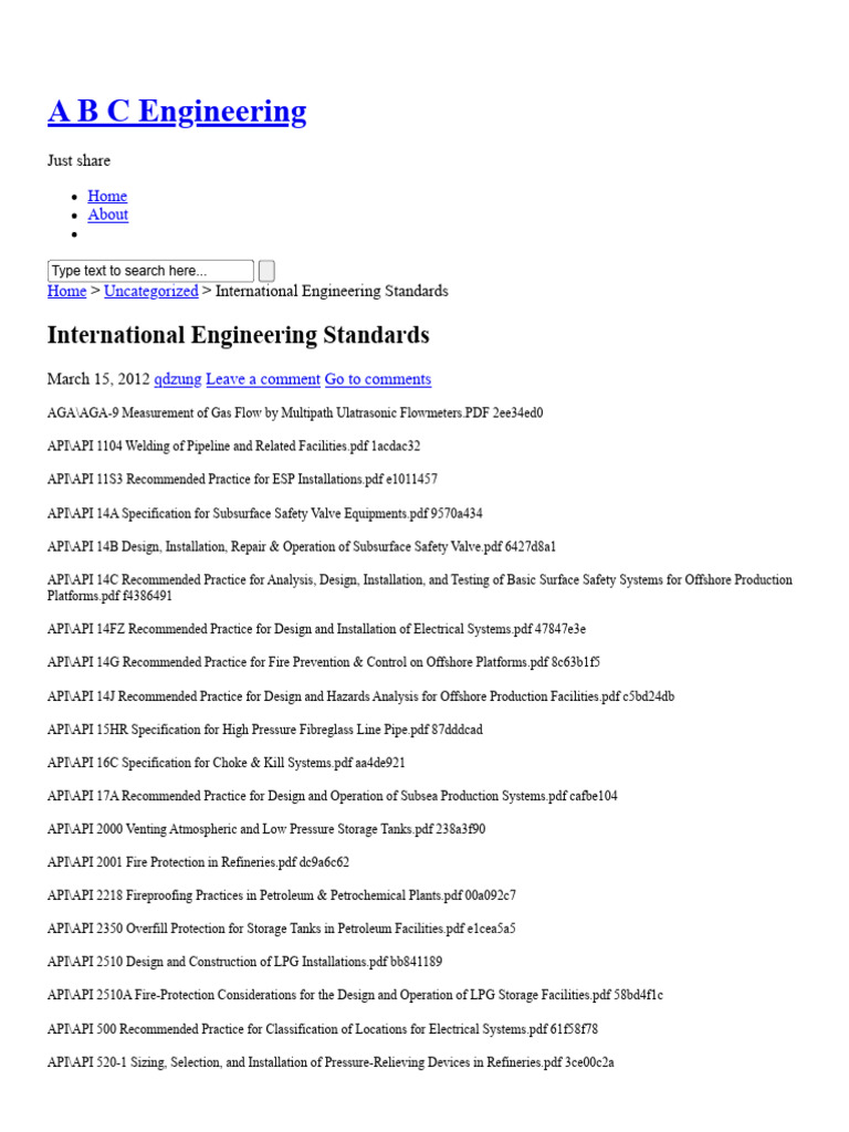 International Engineering Standards Guide | PDF | Pipe (Fluid ...