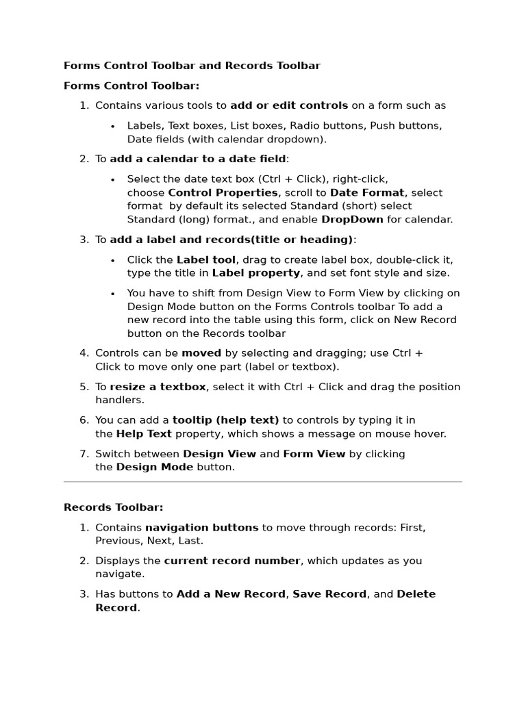 Forms Control Toolbar Comaprisob and Prcatical Part CHPT 10,11,12 | PDF ...
