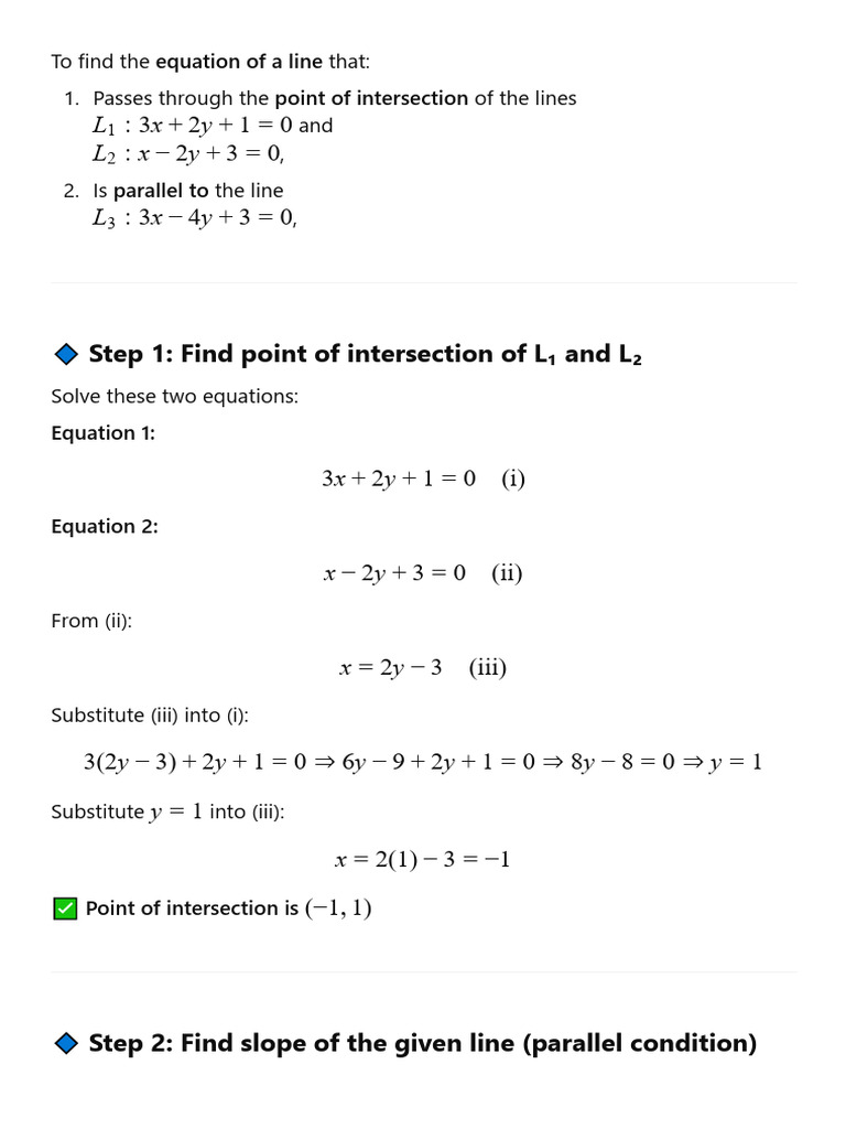 Equation of Parallel Line | PDF