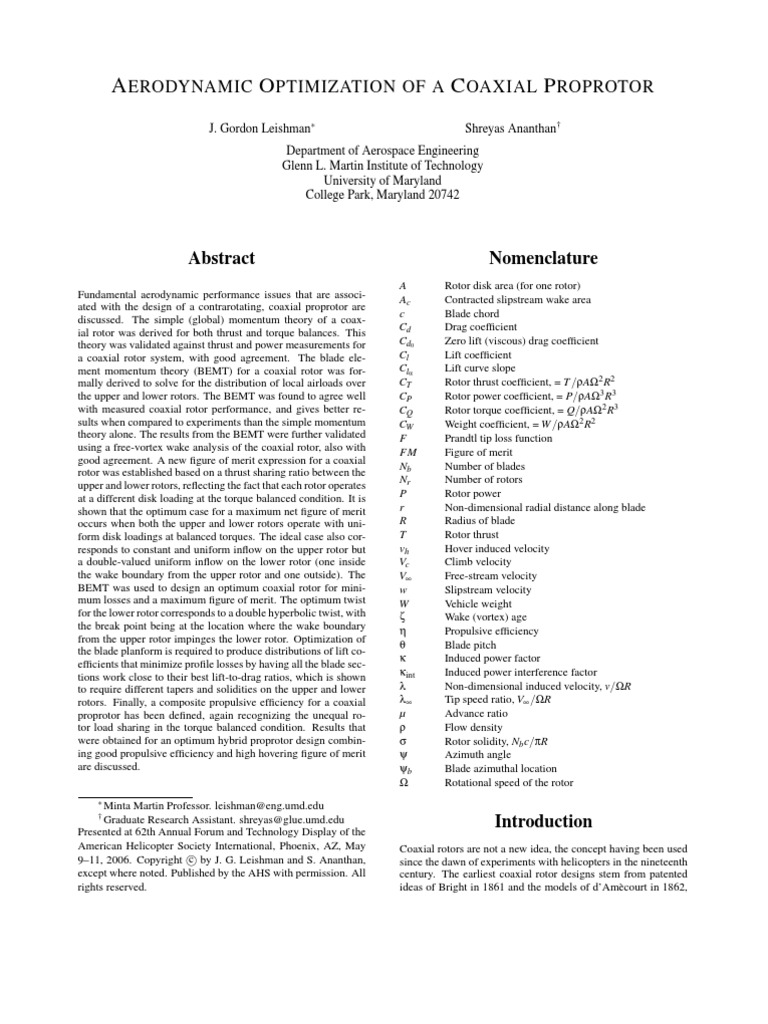 Aerodynamic Opitmization of A Coaxial Proprotor MTR - Ahs06 | Download ...
