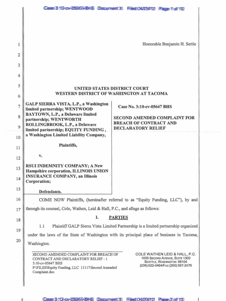 Washington Insurance Contract Dispute | PDF | Equity (Law ...