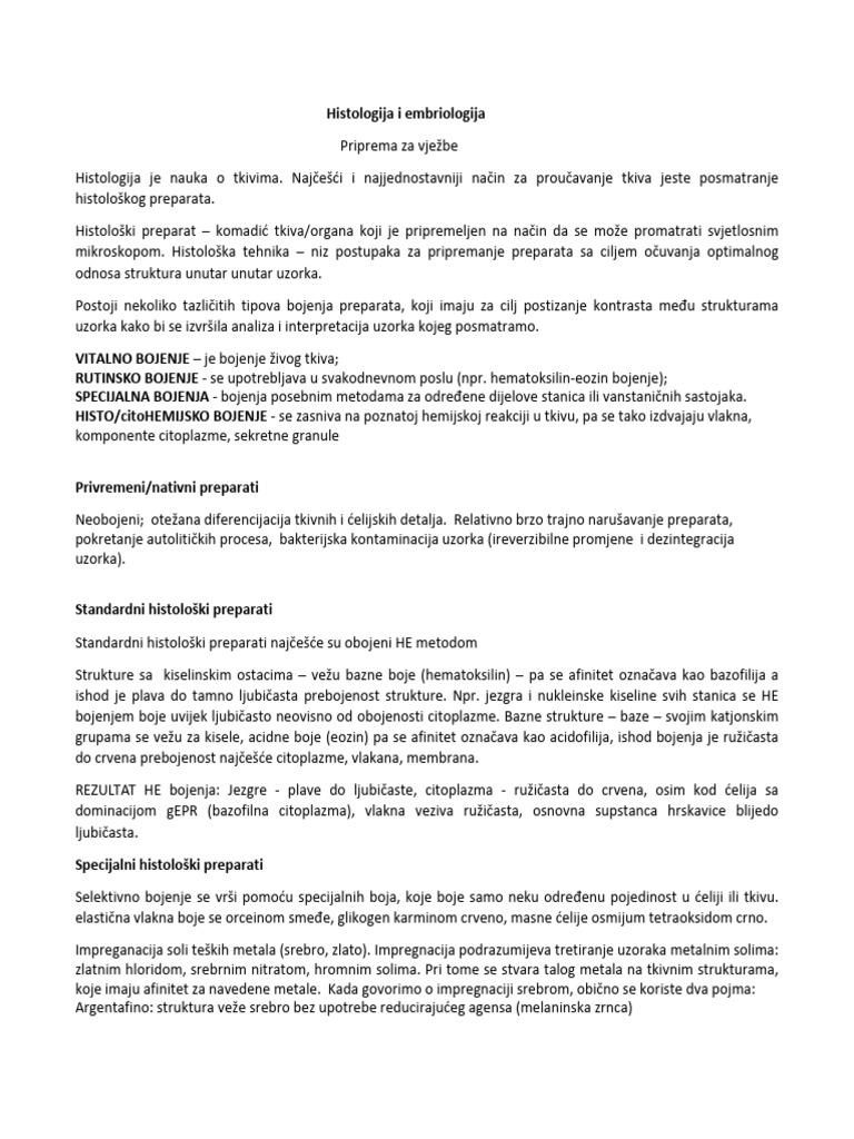 Histologija 1.vjezba | PDF