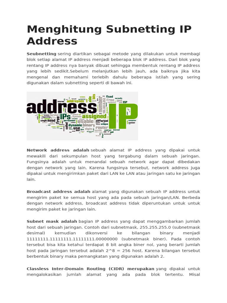 Menghitung Subnetting IP Address | PDF