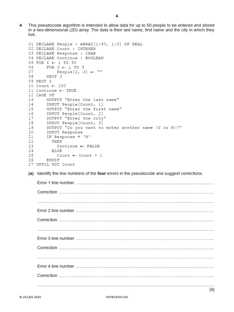 0478 - 23 Paper 2 May - Jun 2024 | PDF | Computer Programming ...