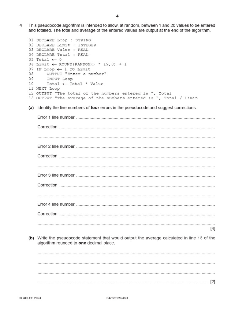 Pseudocode Error Analysis and Correction | PDF | Algorithms | Mathematics