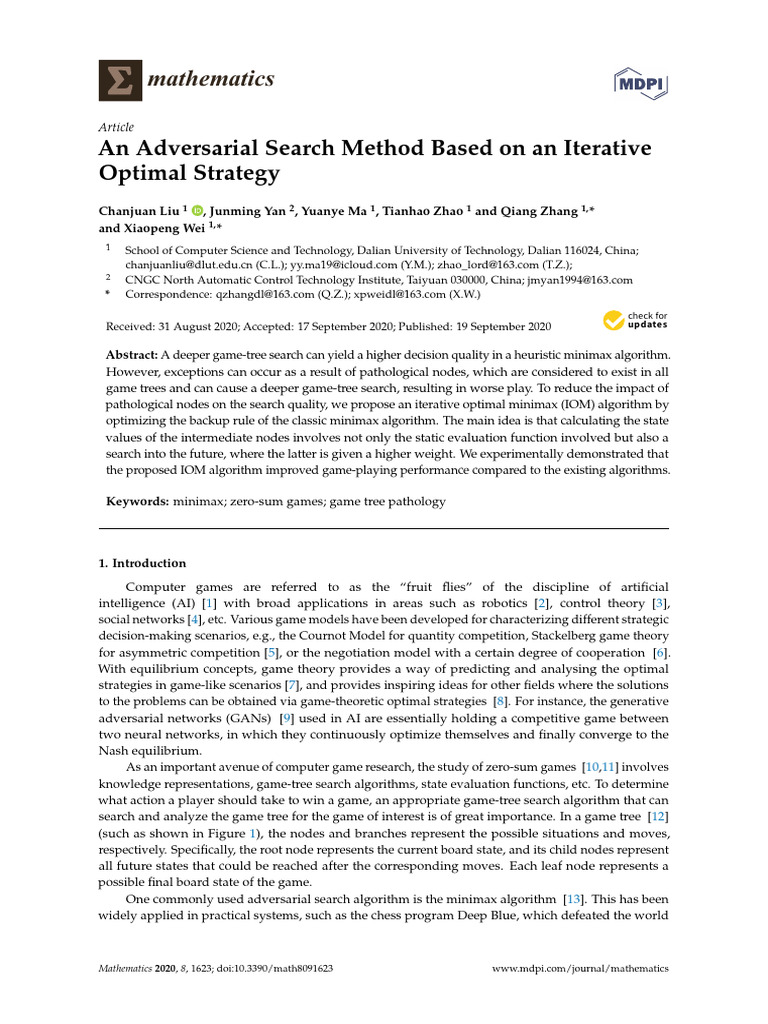 An Adversarial Search Method Based On An Iterative | PDF | Algorithms ...