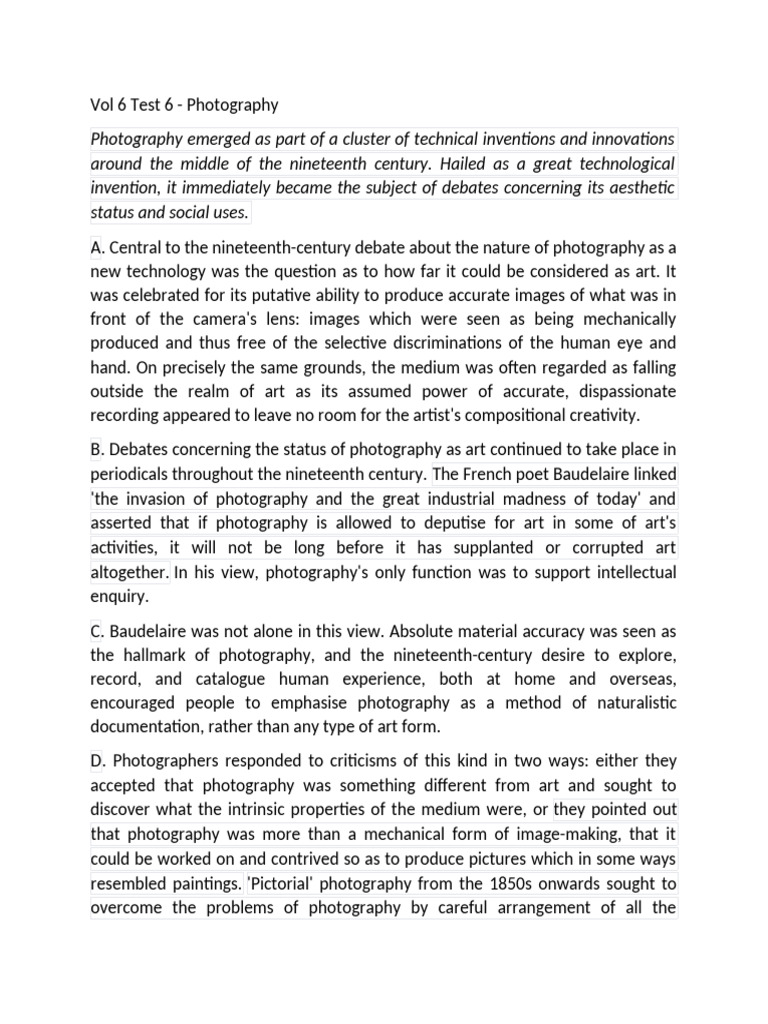 Photography's Artistic Debate in the 1900s | PDF | Corporate Social ...