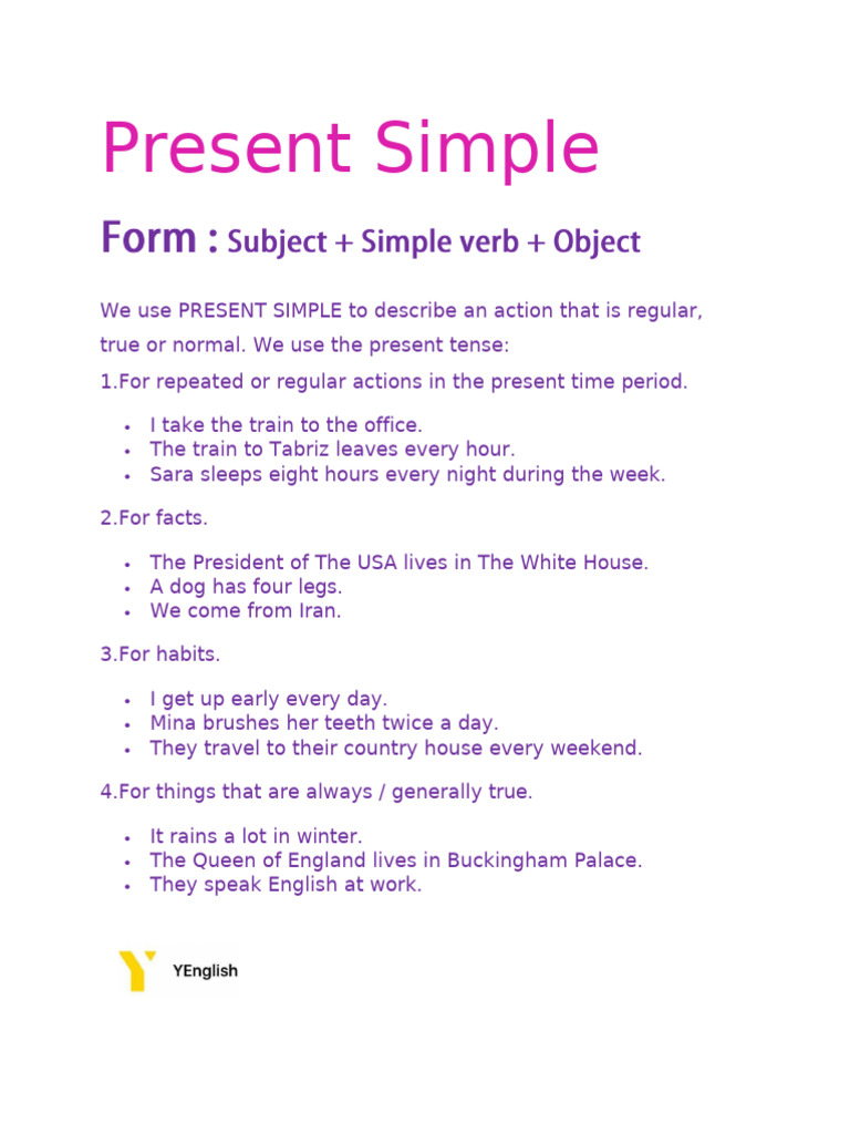 Understanding Present Simple Tense | PDF | English Language | Verb